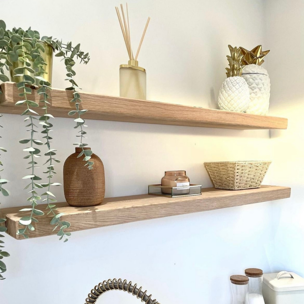 Chunky wooden shelves store