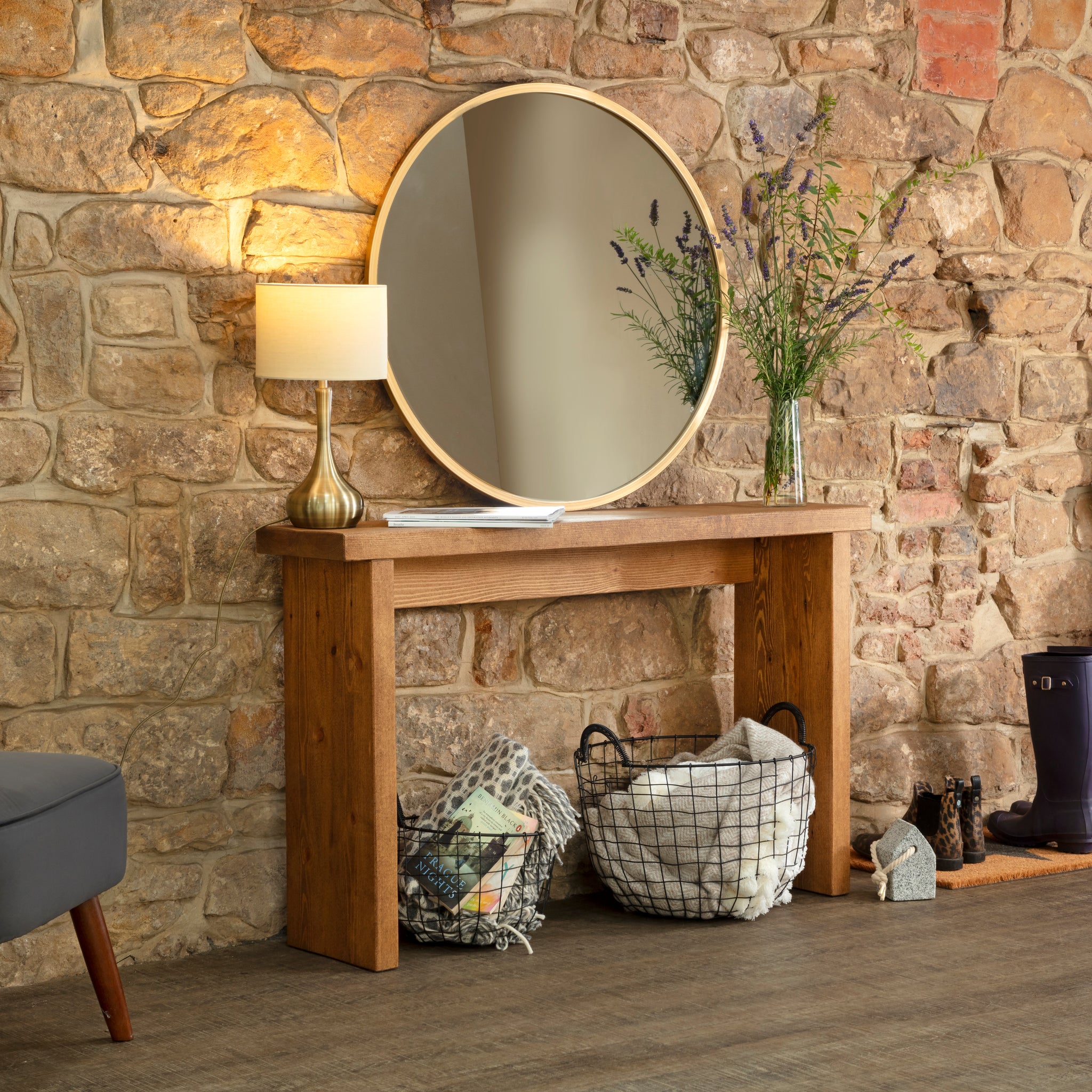Chopwell Console Table | Rustic Solid Wood | UK Made