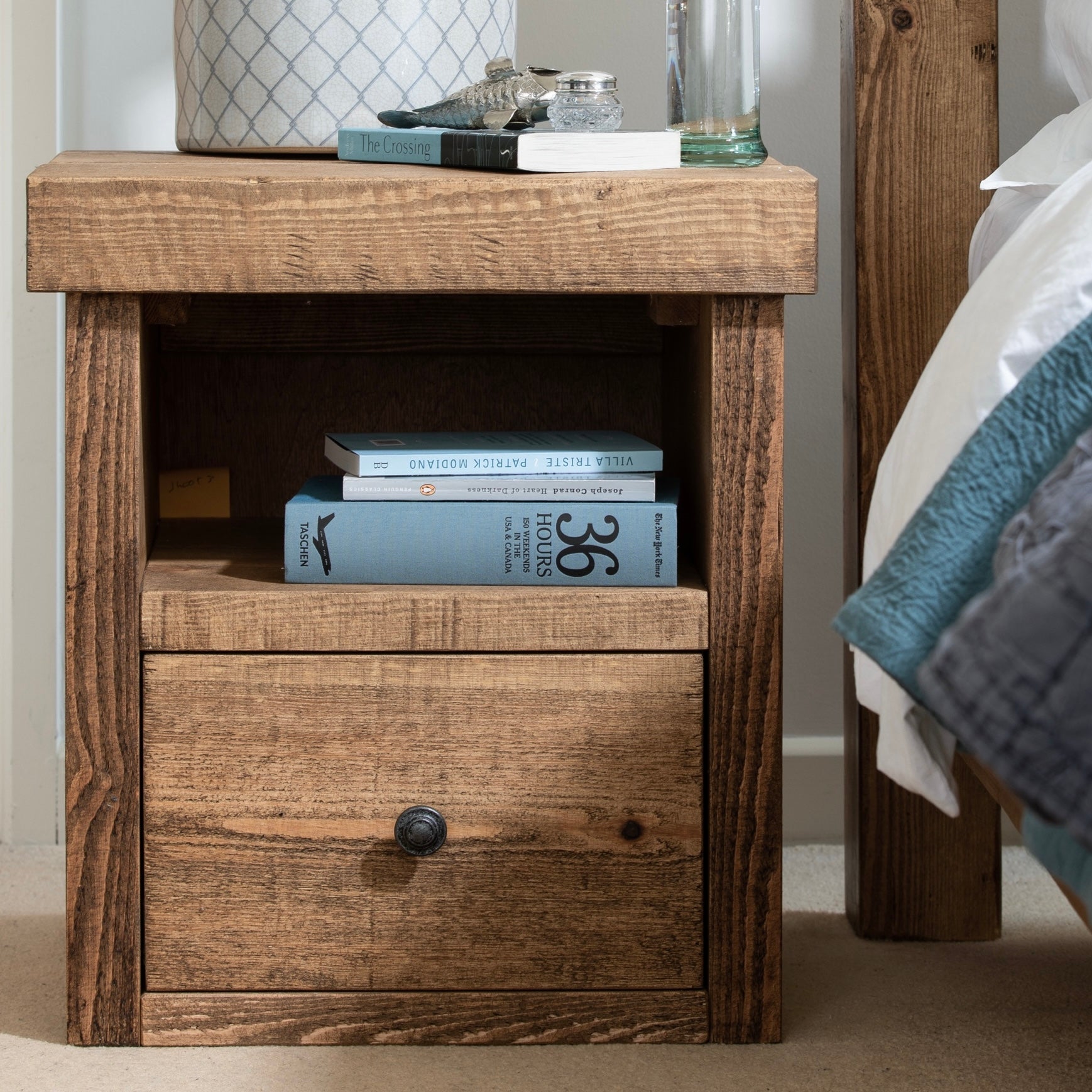 Derwent Solid Wood Bedside Table | Bedside Table With Drawer