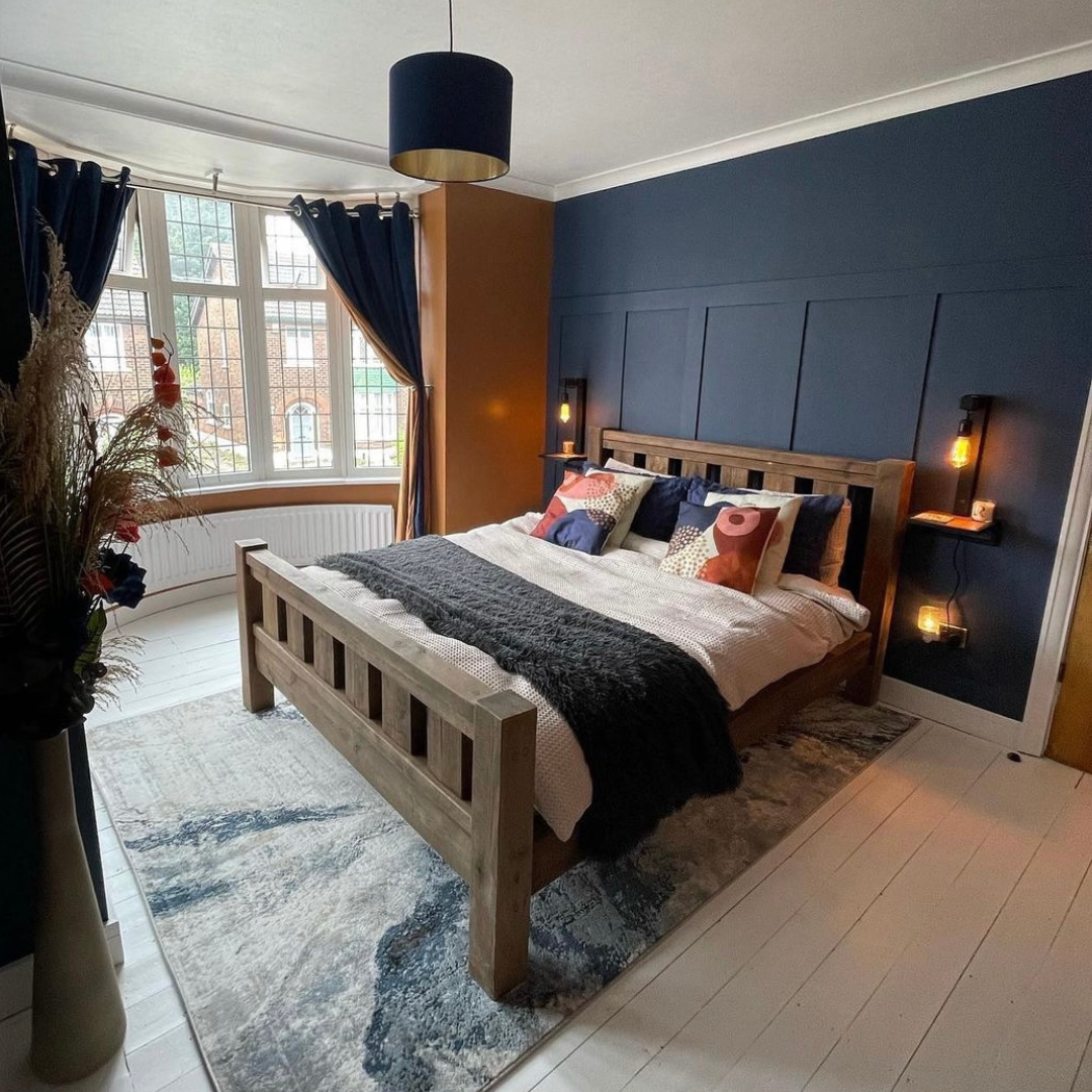 Derwent Rustic Wooden Bed Frame with Footboard | British Craftmanship