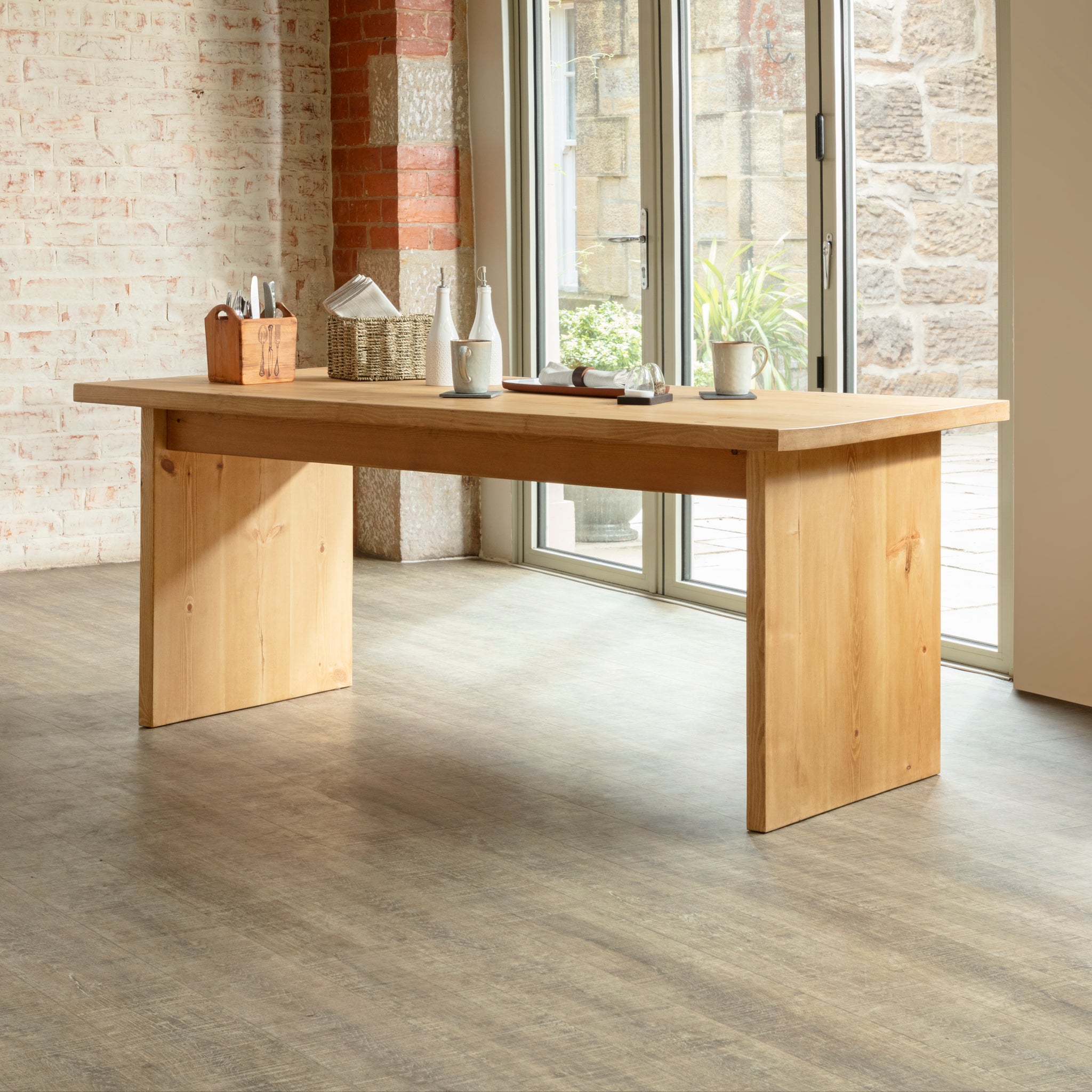 Long Rustic Dining Table With Benches | Wylam Dining Table