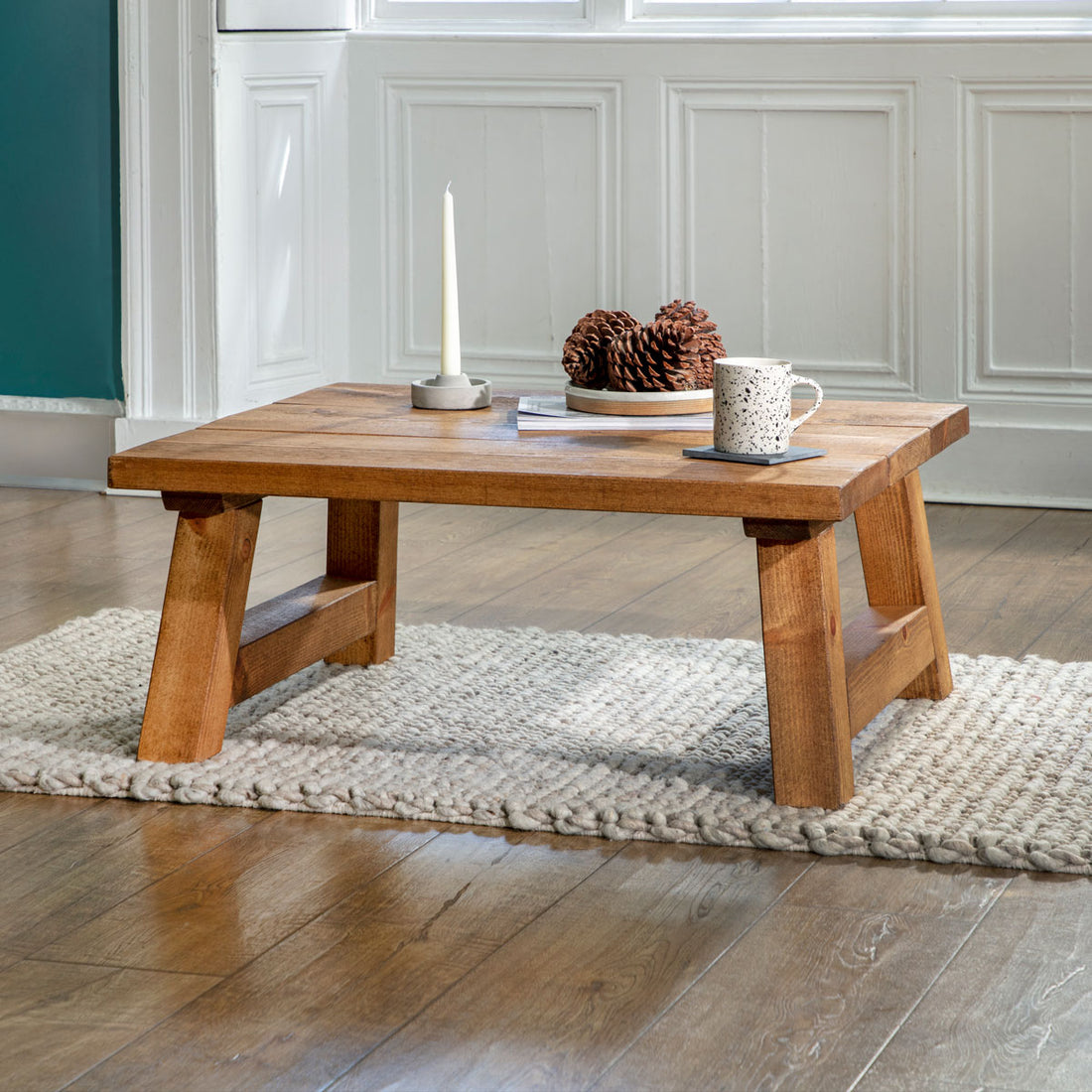 Farmhouse Style Coffee Table | Amble Small Solid Wood Coffee Table