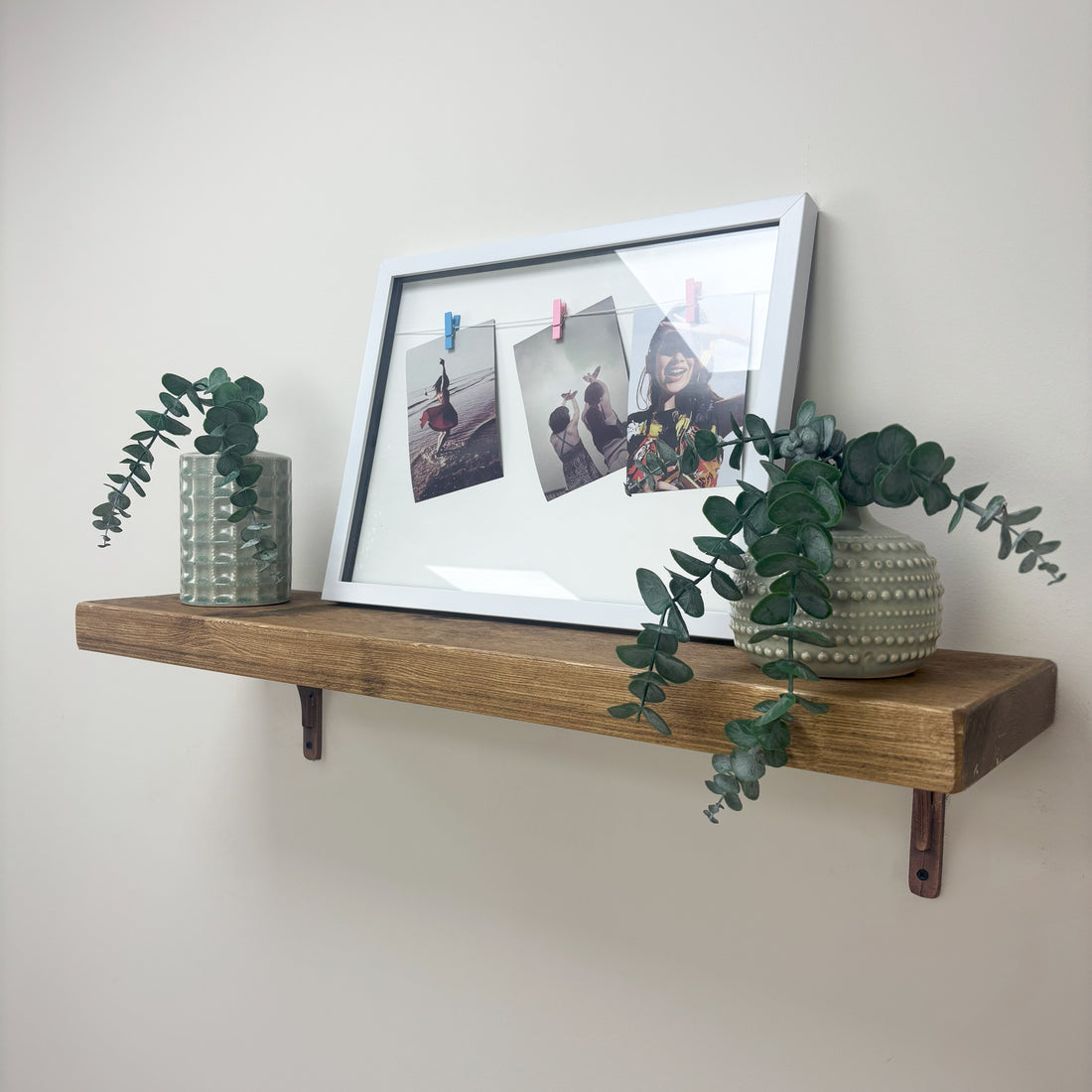 Birtley Copper Bracket & Rustic Solid Wood Shelf | 9 x 2" | Handmade 3 ...