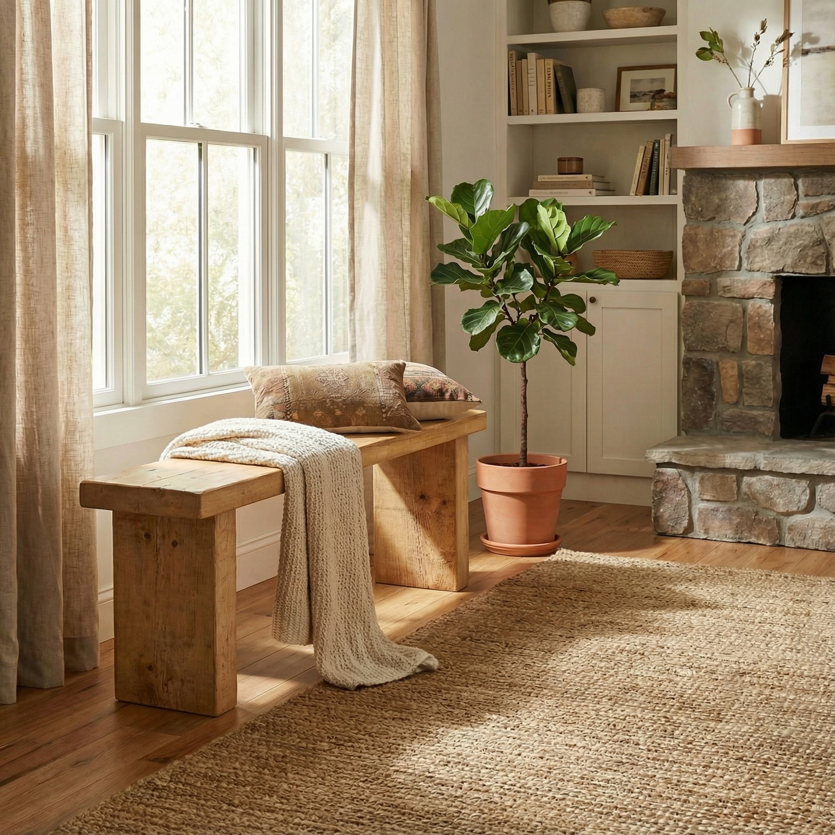 Solid Wood Dining Bench | Chopwell Chunky Wood Bench
