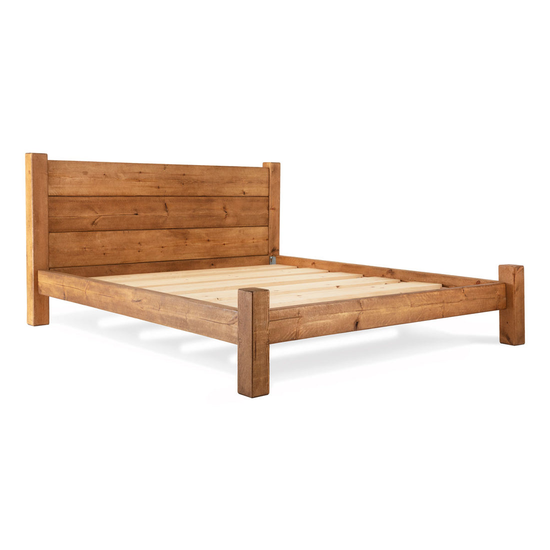 Wooden bed frame with tall headboard | Coleridge handmade bed