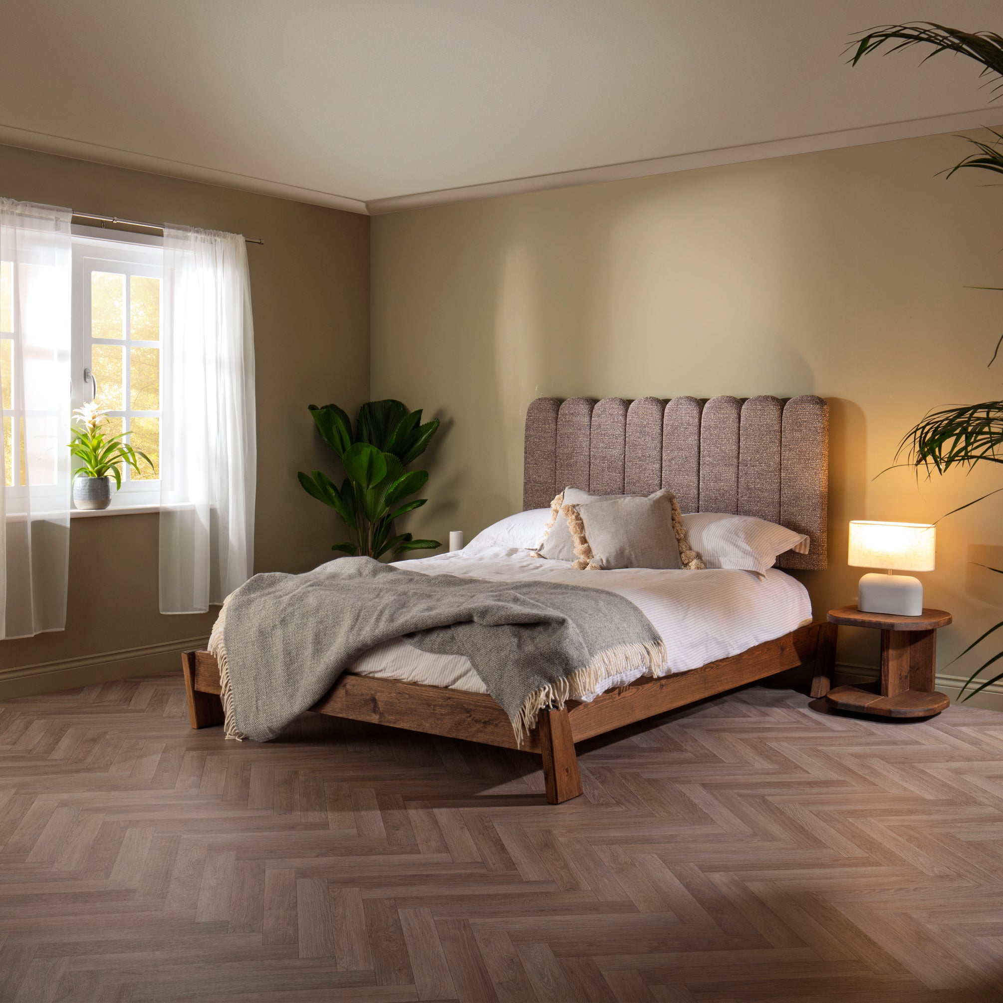 Modern Wooden Bed With Angled Legs | Grainger Mix and Match Bed