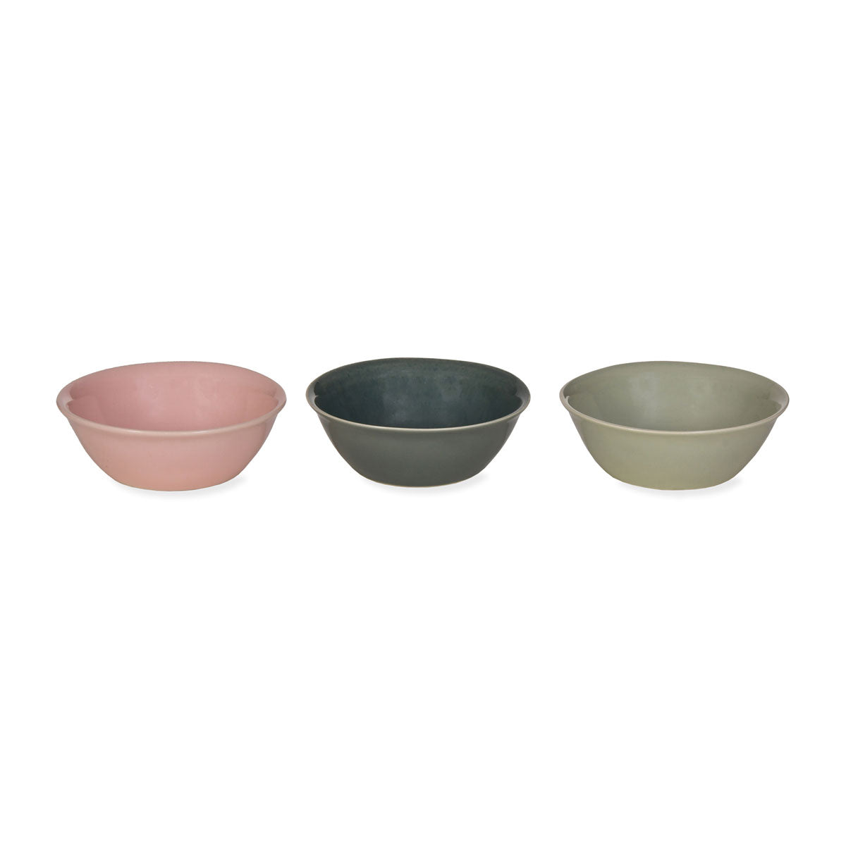 Set Of 3 Snack Bowls - Pink, Sage, Aqua