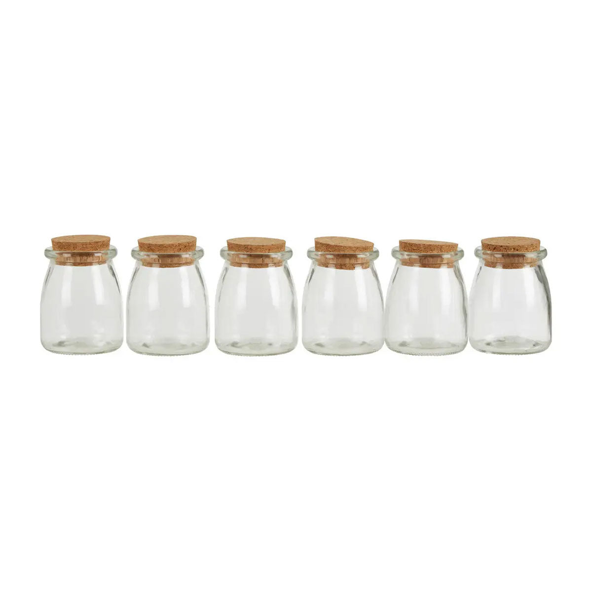 Set of Large Round Glass Jars with Cork Stoppers