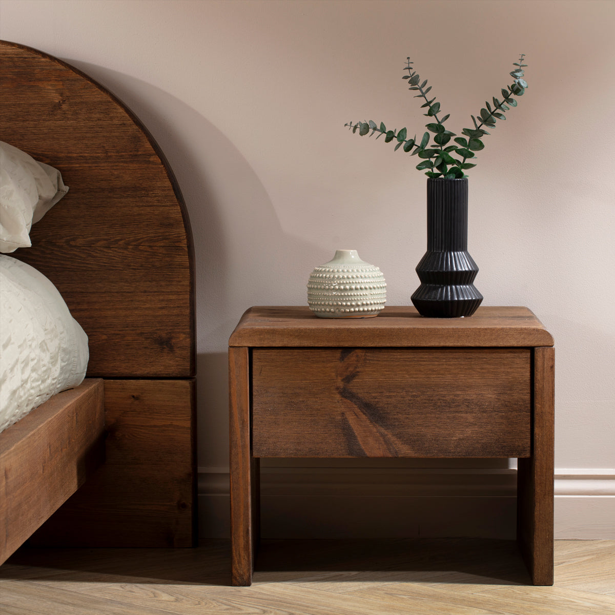 Curved Bedside Table With Drawer | Urpeth Bedside Table