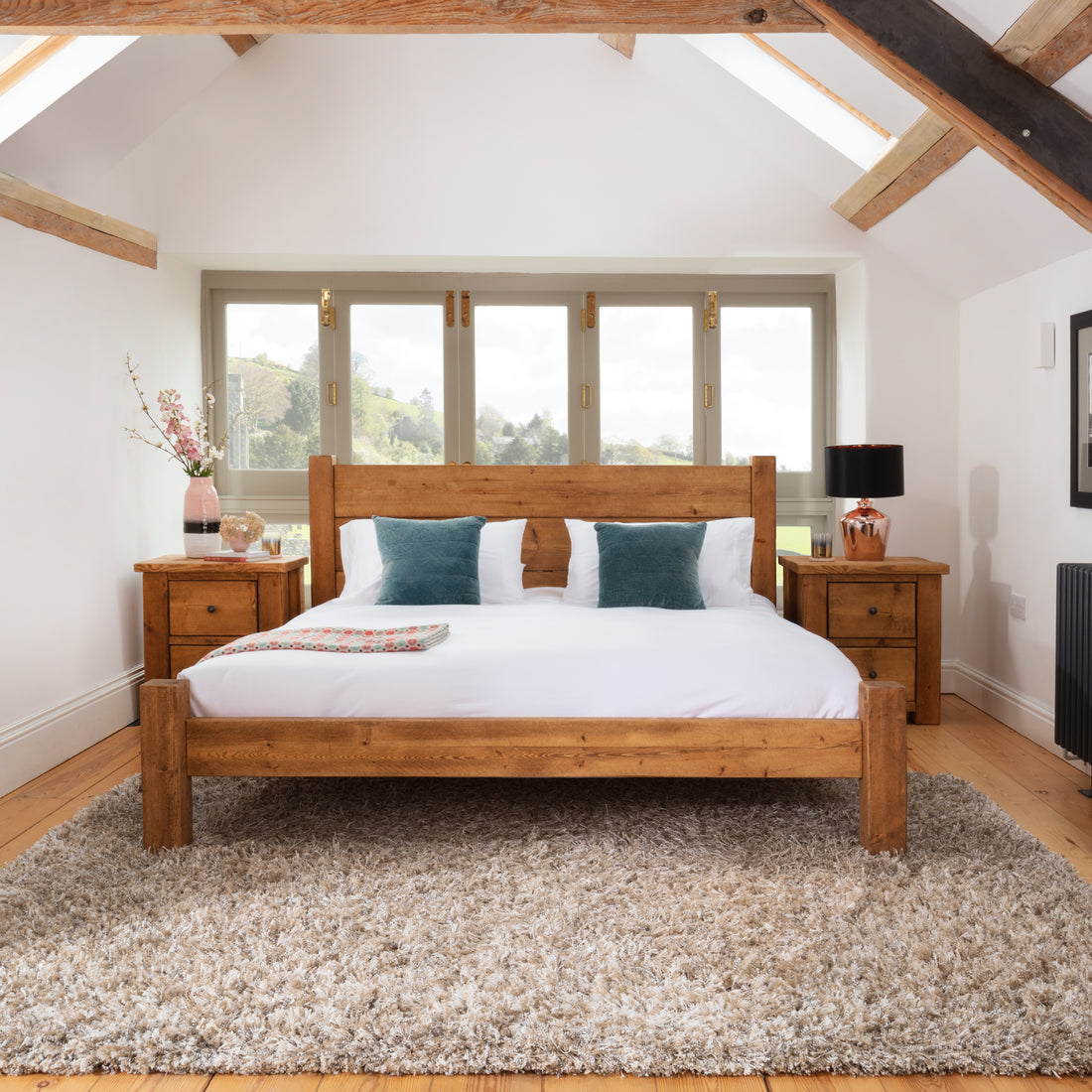 Coleridge Solid Wood Bed Frame | Tall Wooden Headboard