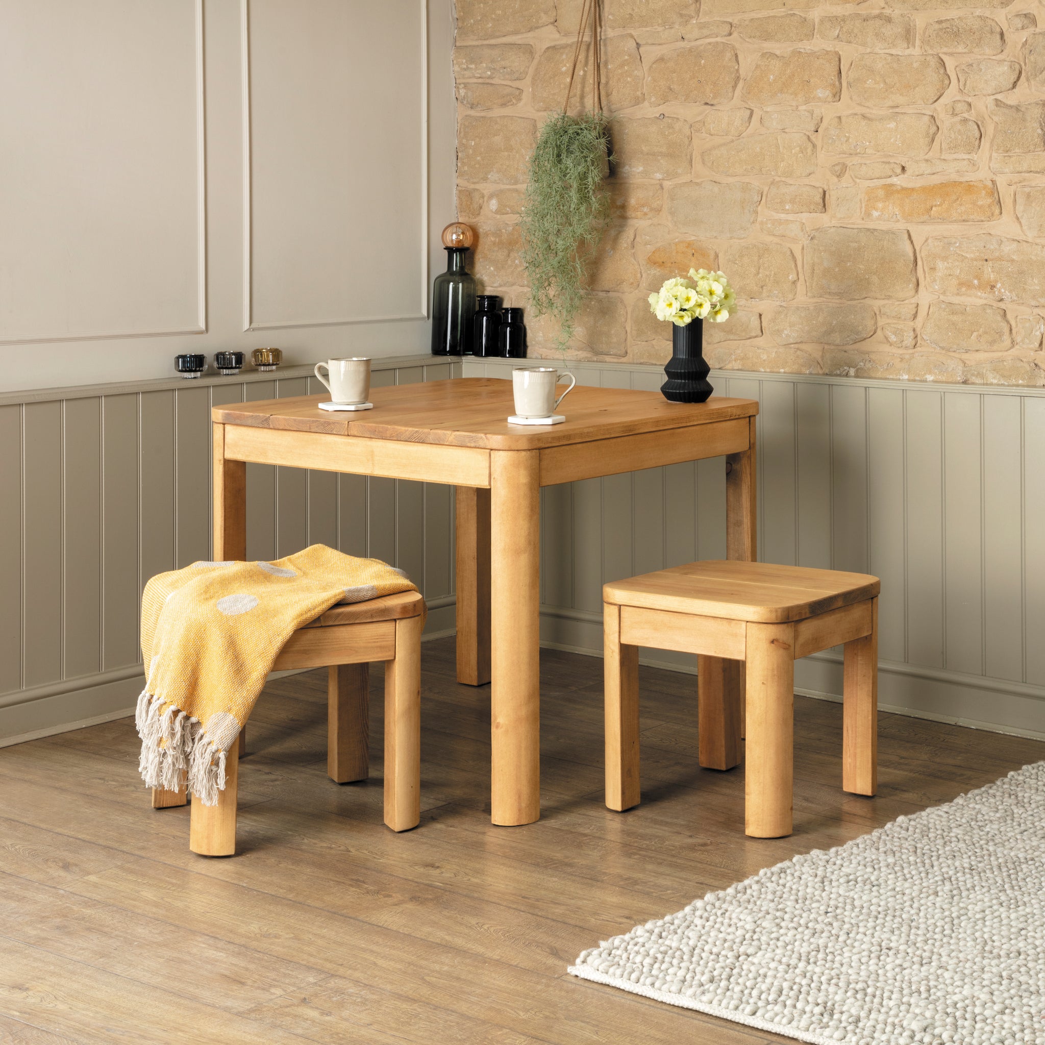 Square Dining Table for 2 With Stools | Gosforth Square Dining Set