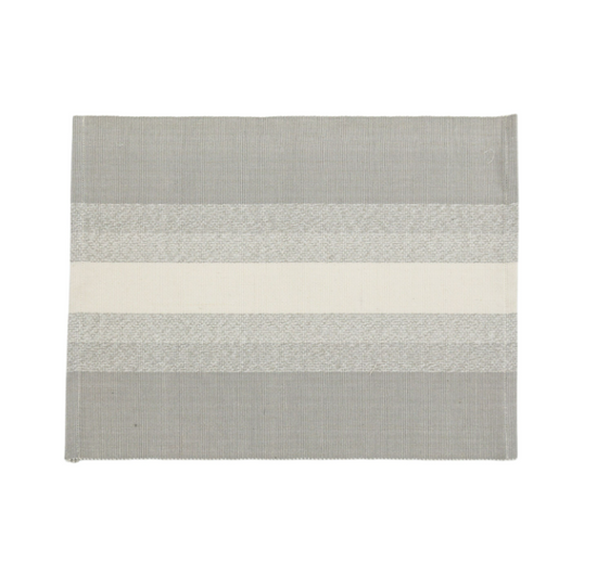 Grey Striped Cotton Placemats - Set Of 4