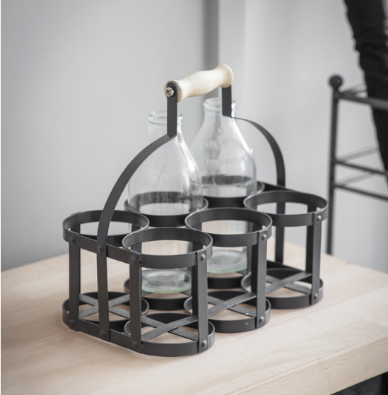 Metal Milk Bottle Holder - 6 Bottles | Home Essentials