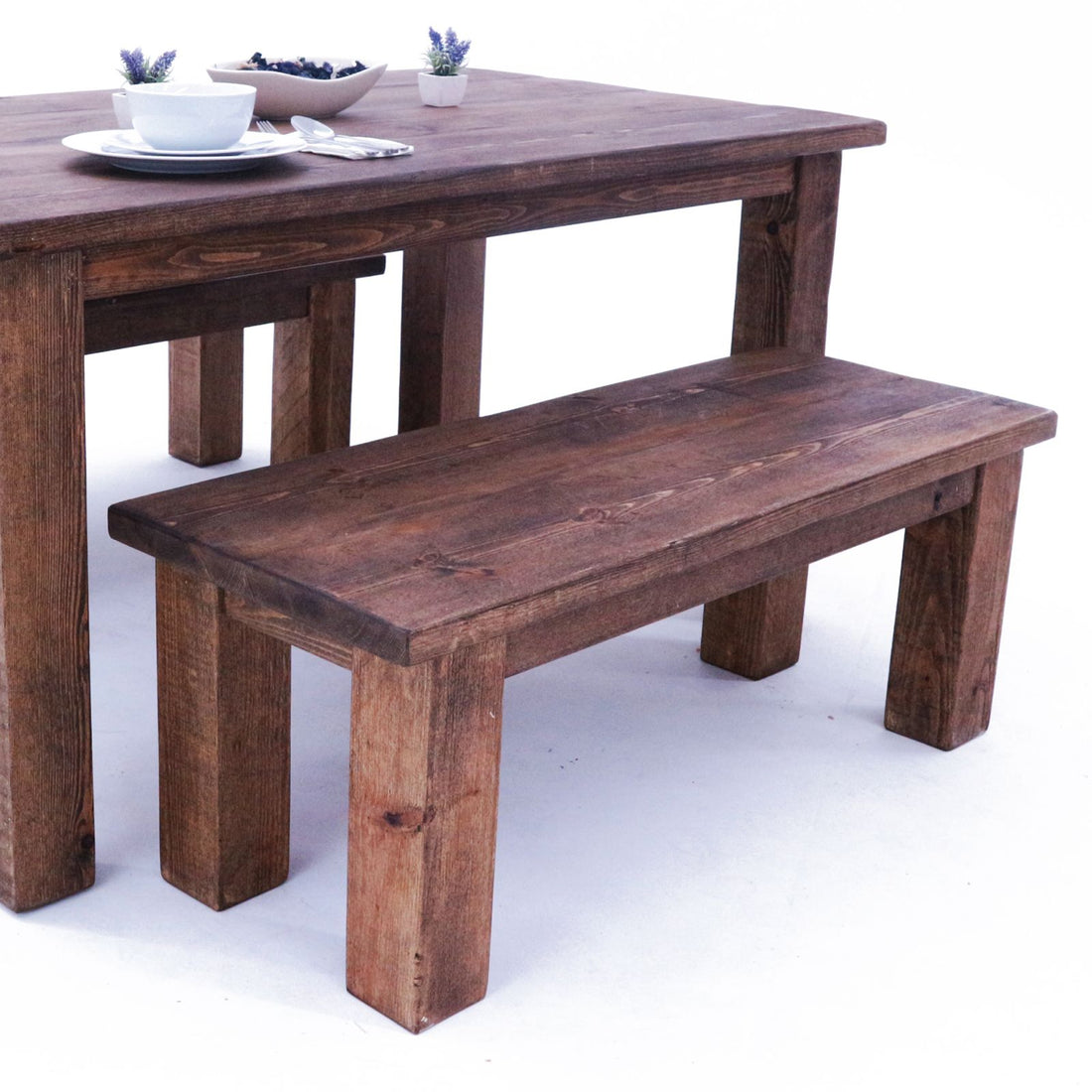 Solid Wood Kitchen Bench | Coleridge Rustic Dining Bench